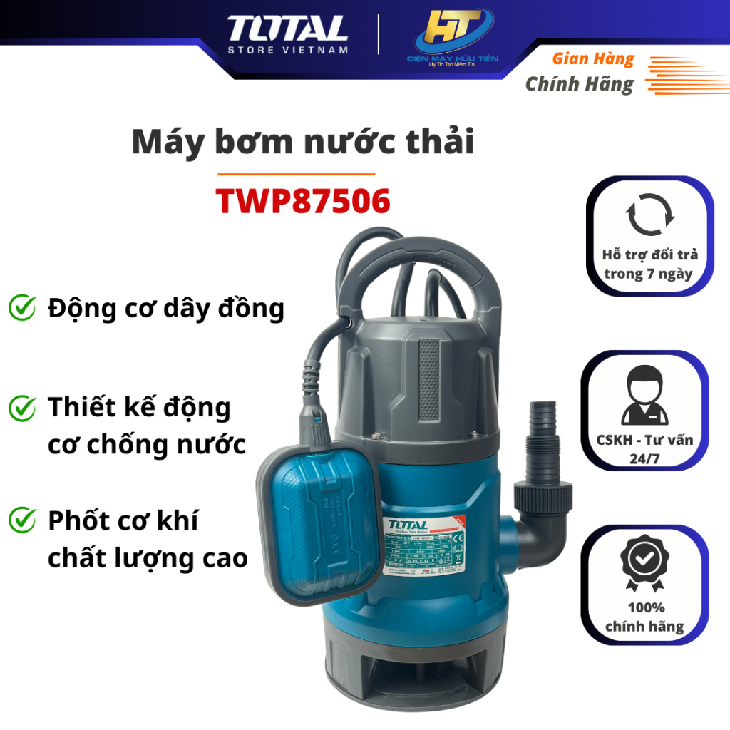 Máy bơm chìm nước thải công suất 750W 1HP TOTAL TWP87506 | Shopee Việt Nam