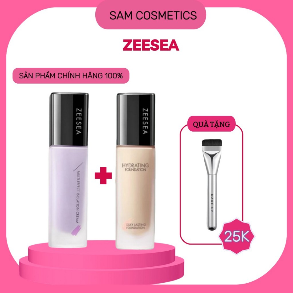 [TẶNG CỌ TÁN NỀN] Combo kem lót và kem nền ZEESEA chai 30G tặng kèm cọ dẹt tán nền | Shopee Việt Nam