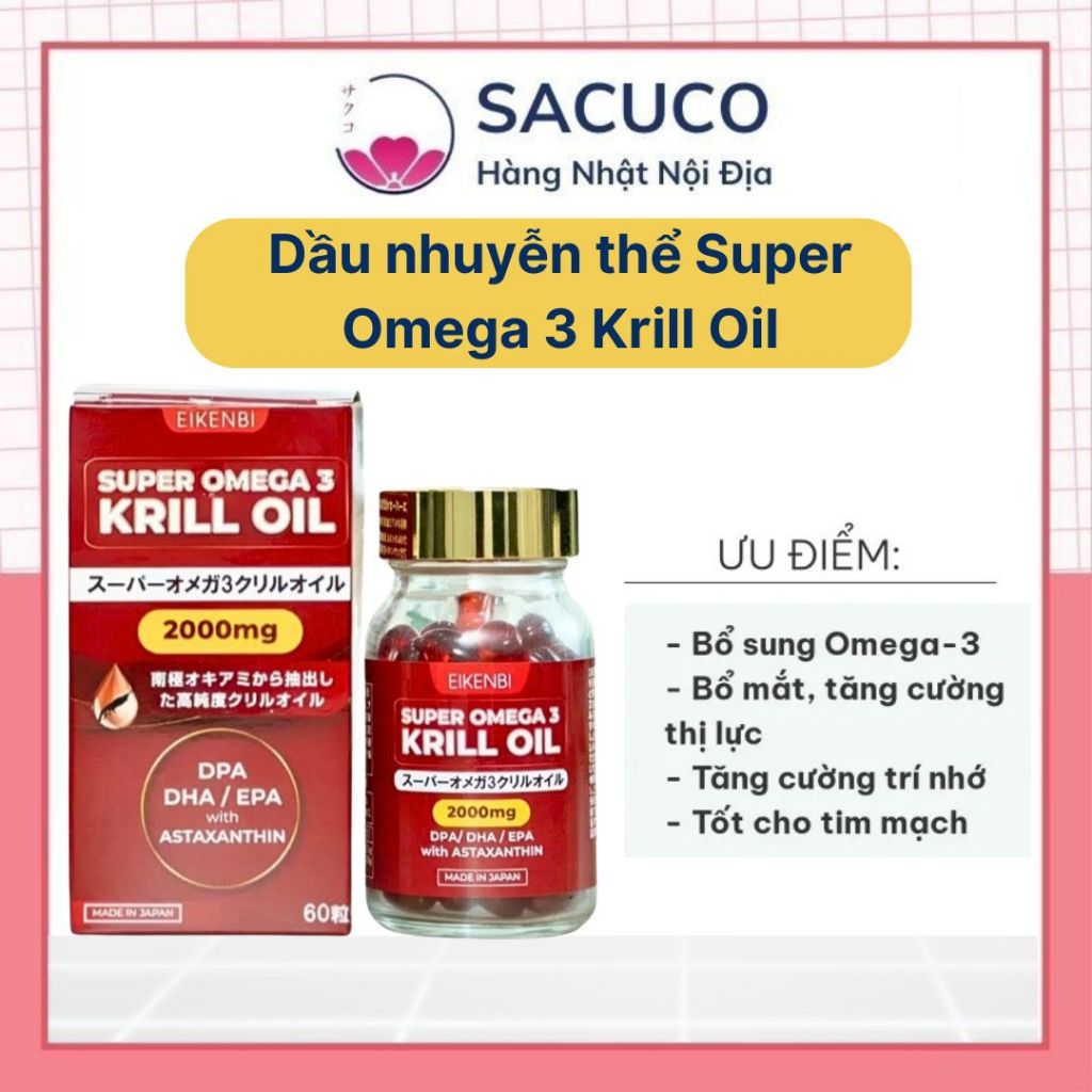 Dầu Nhuyễn Thể Super Krill Oil 2000mg Eikenbi Nhật Bản | Shopee Việt Nam