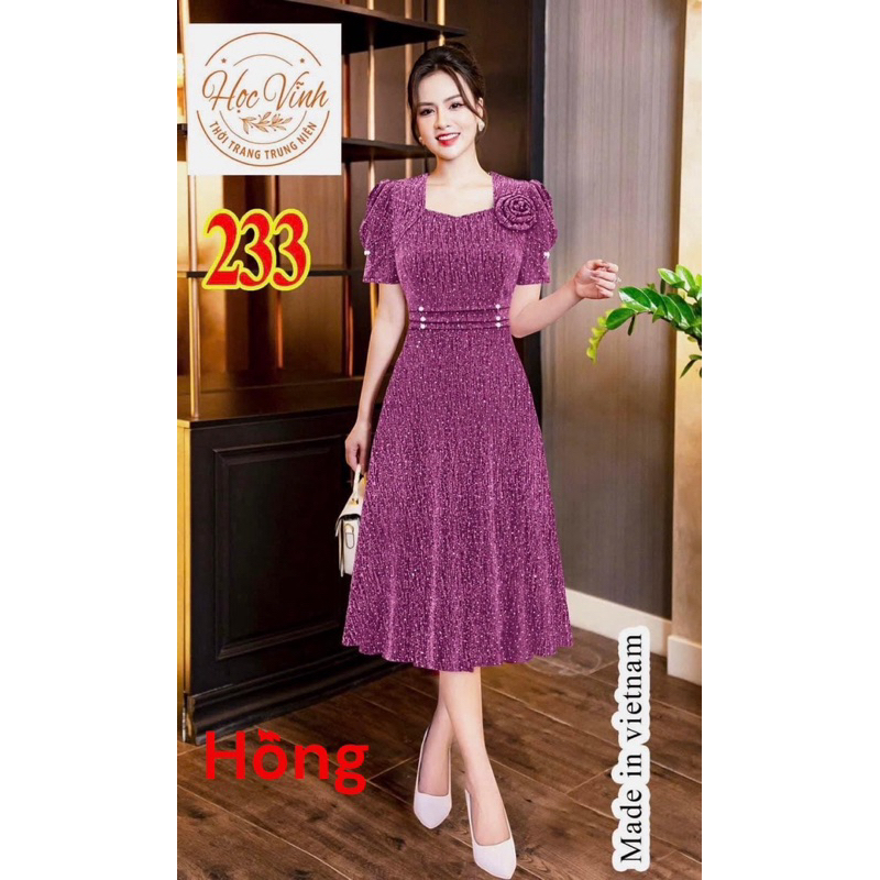 ĐẦM TRUNG NIÊN THIẾT KẾ TRẺ TRUNG THANH LỊCH CHẤT NHŨ ĐÁ DỆT KIM CAO CẤP M233 | Shopee Việt Nam