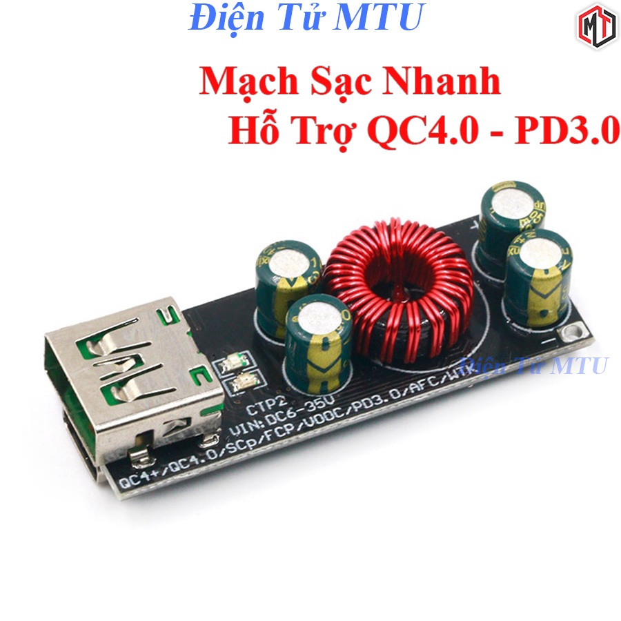 Mạch Sạc Nhanh Hỗ Trợ QC4.0 - PD3.0 - có Cổng USB Type-C (Mạch BUCK 6-35VDC ra cổng USB ,DIY chế ...
