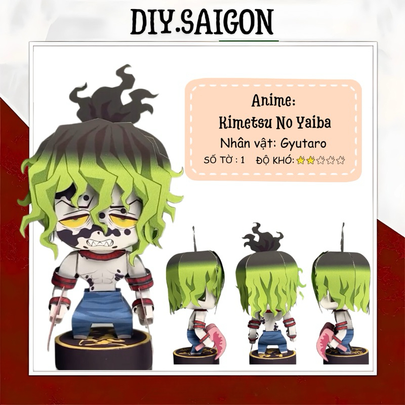 [Kimetsu No Yaiba] - Mô hình giấy Anime Chibi Gyutaro | Shopee Việt Nam