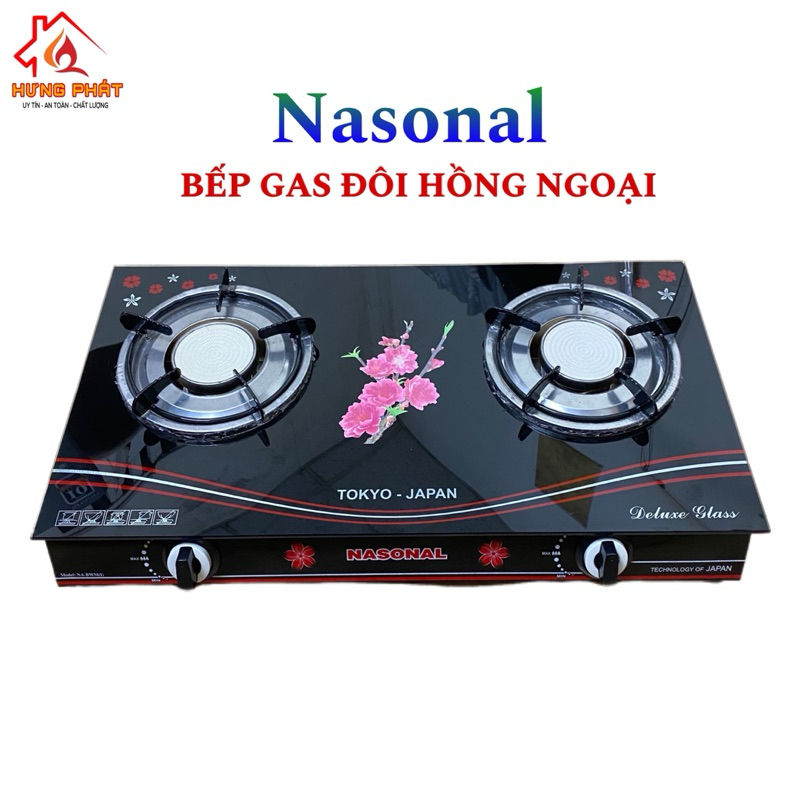 Bếp gas đôi hồng ngoại mặt kính NASONAL - Nấu nhanh, tiết kiệm gas ...