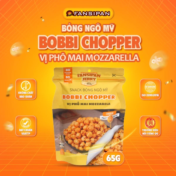 Bỏng Ngô Mỹ Bobbi Chopper Vị Phô Mai Mozzarella - Túi 65g, Đạt Chuẩn ...