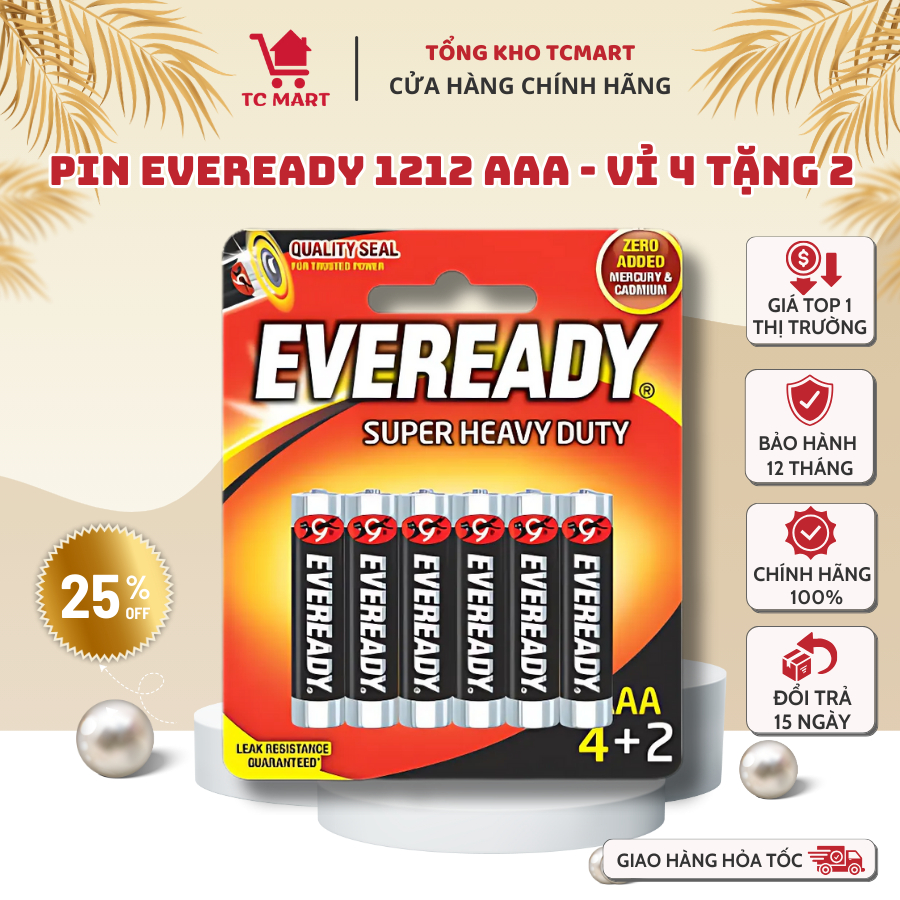 PIN EVEREADY SUPER H.DUTY 1212 BP4+2 AAA - VỈ 4 TẶNG 2 | Shopee Việt Nam