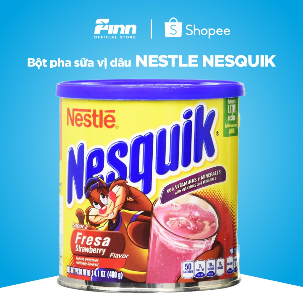 [BILL MỸ AIR] Bột pha sữa vị dâu Nestle Nesquik 400g (Hộp) - Thức uống giàu dinh dưỡng, thơm ...