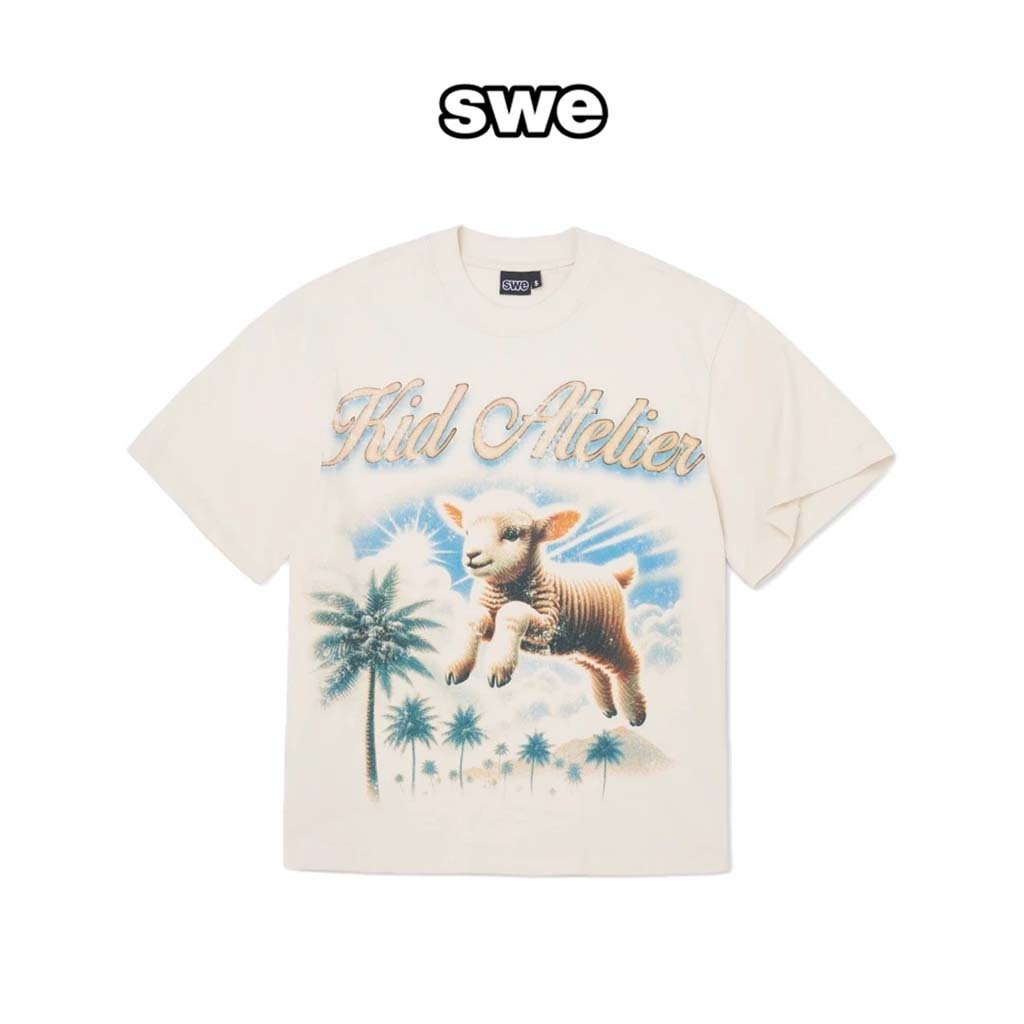 [LOCAL BRAND] Áo thun SWE LAMB TEE - Beige form rộng vải Cotton - Thời ...