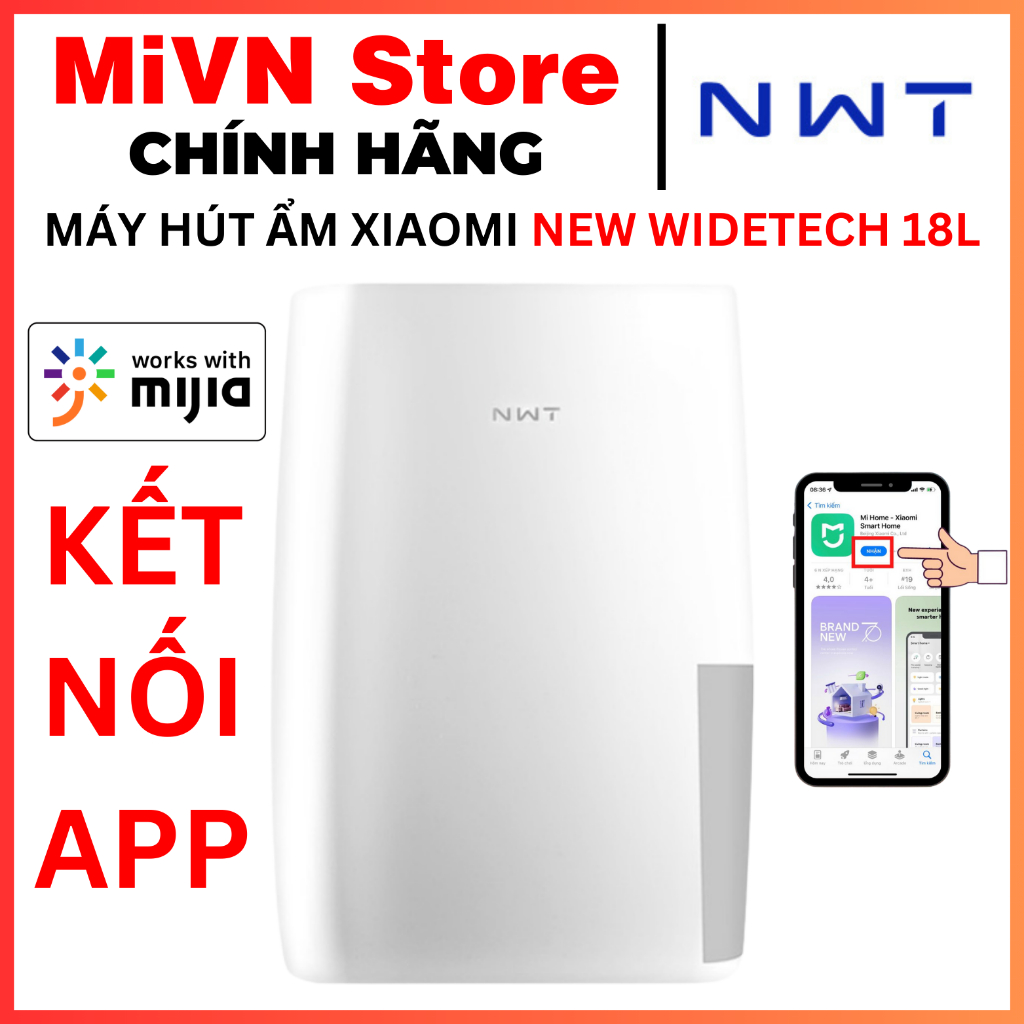 (HỎA TỐC 2H) Máy Hút Ẩm XIAOMI New Widetech 18L tích hợp sấy khô và lọc khuẩn, có kết nối app ...