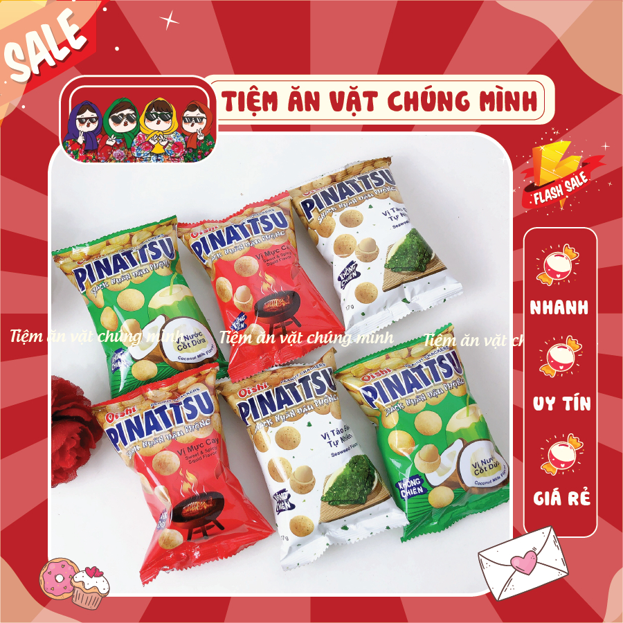 (COMBO 10 GÓI) Snack Đậu Phộng Pinatsu Oishi 3 Vị Cốt Dừa, Mực Cay,Tảo ...