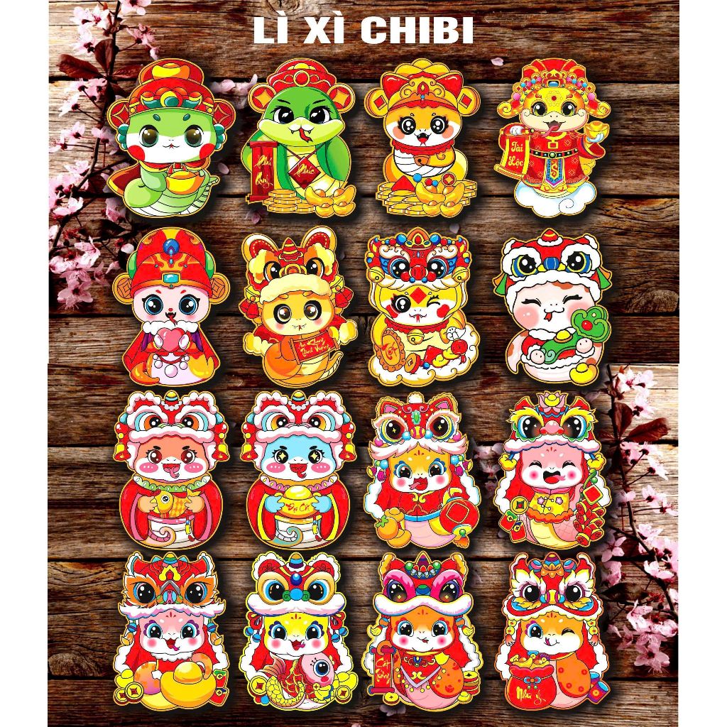 Set 100 & Set 500 Bao Lì Xì Chibi Ất Tị Tết Hottrend Ất Tỵ 2025 (Đủ 16 ...