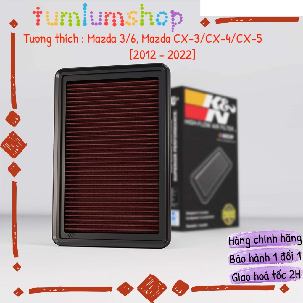 KN 33-2480 Lọc gió động cơ xe Mazda 3 Mazda 6 Mazda CX-3 CX-4 CX-5 CX-8 Beijing X7 | Shopee Việt Nam