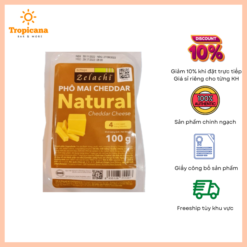 Phô mai Cheddar Bottega Zelachi 100g | Shopee Việt Nam