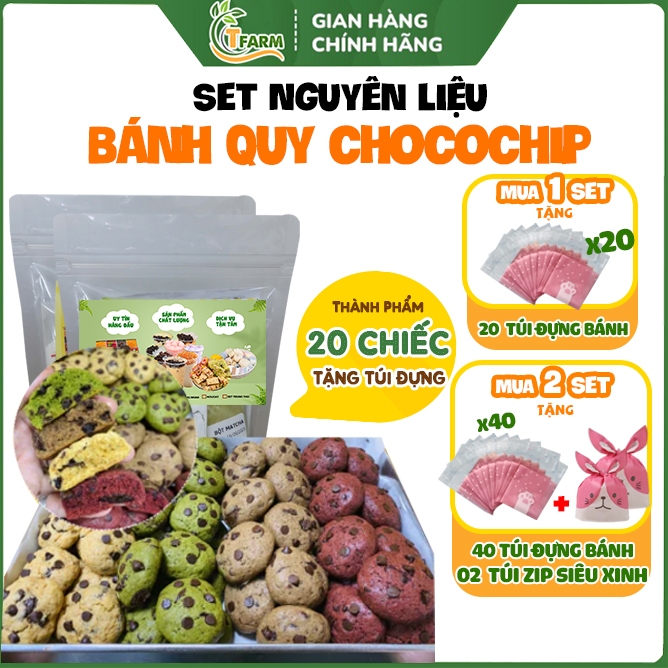 Set Nguyên Liệu Bánh Quy Cookie Socola Chip [20 chiếc] Set bánh Quy ...