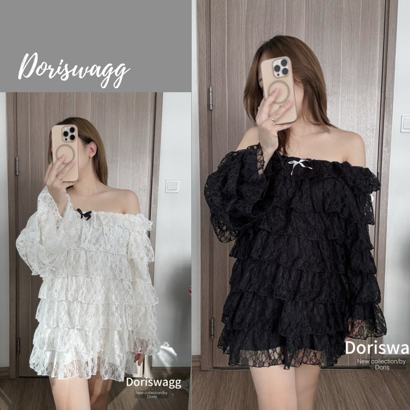 [CÓ SẴN] VÁY REN TRỄ VAI XOÈ TẦNG KÈM QUẦN BÍ |by Doris | Shopee Việt Nam
