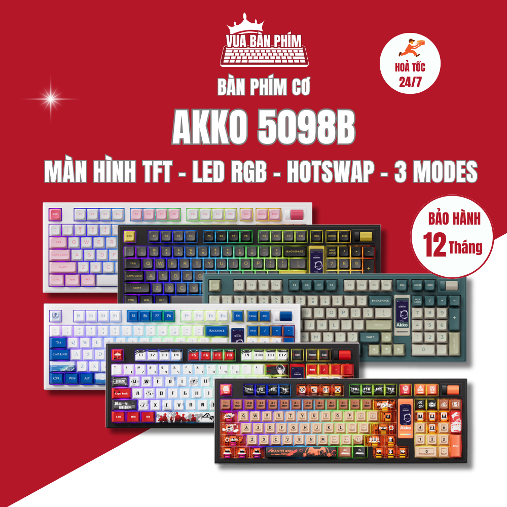 [HÀNG SẴN ] Bàn phím cơ không dây Akko 5098 | 5098B mạch xuôi, 3 mode ...