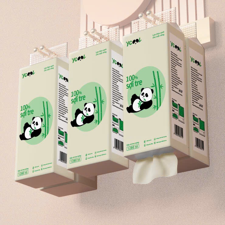Khăn giấy rút treo tường đa năng YCOOL 1280 tờ từ bột tre dai, thấm hút ...