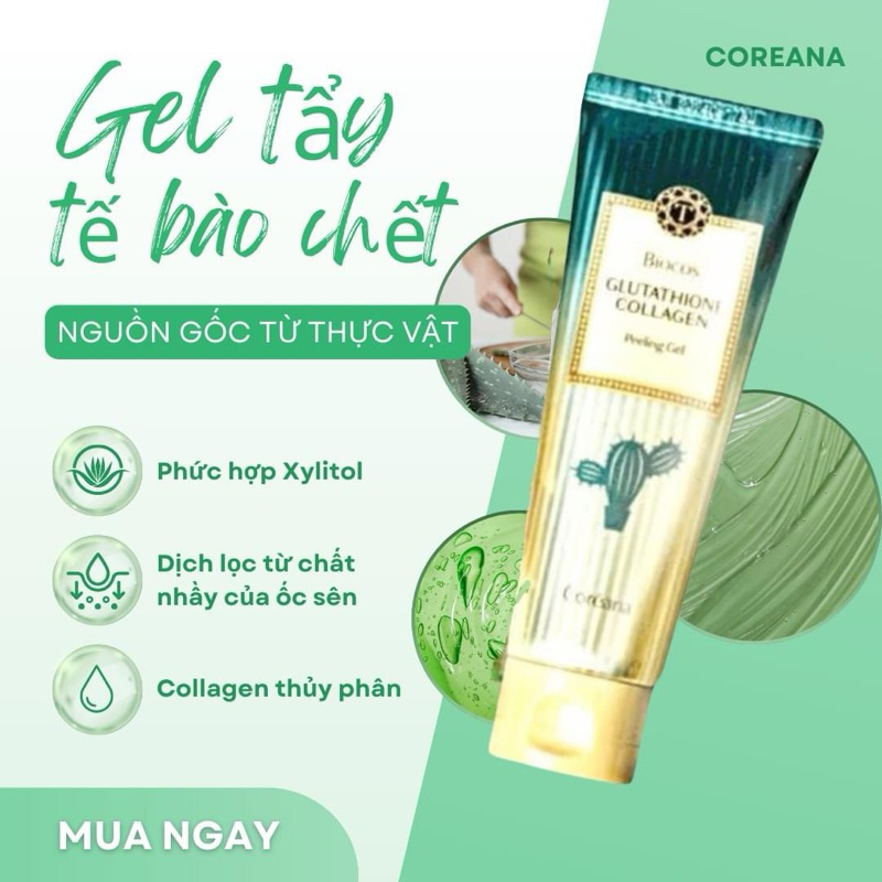 GEL TẨY DA CHẾT THUẦN CHAY SÁNG DA BIOCOS GLUTATHIONE COLLAGEN COREANA ...