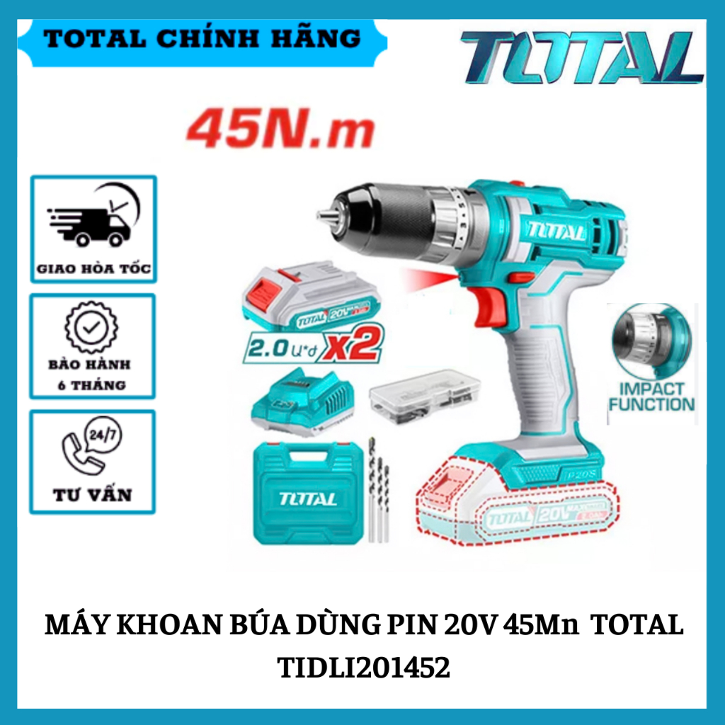 Máy khoan búa dùng pin 20V total TIDLI201452 (nâng cấp mã TIDLI20012 ...