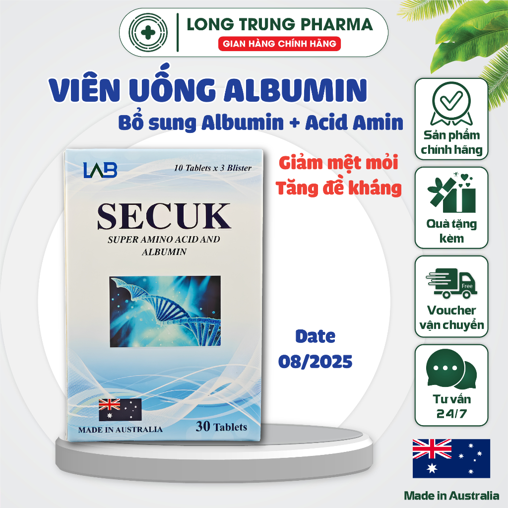 Viên Uống SECUK Bổ Sung Albumin Và Acid Amin Giúp Giảm Mệt Mỏi, Tăng Đề ...