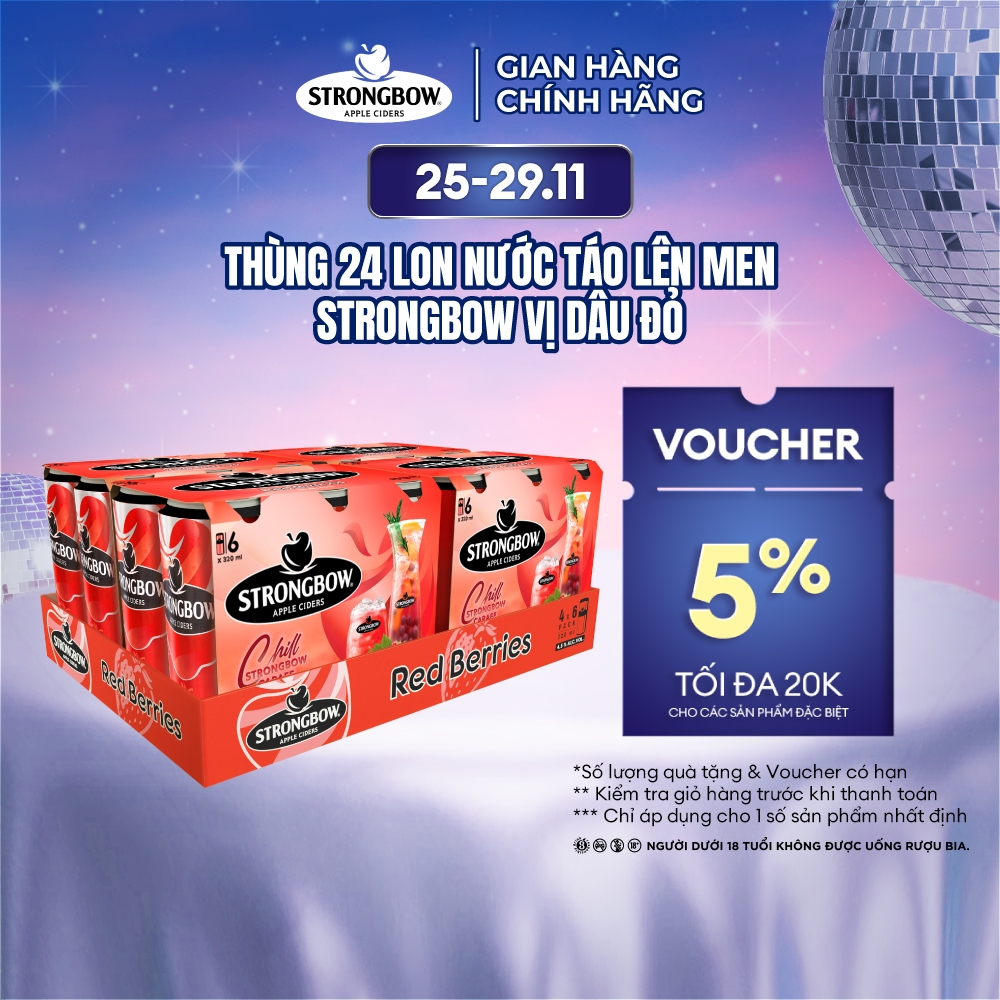 ĐỘ CỒN 4.5% - HỎA TỐC HCM - Thùng 24 lon nước táo lên men Strongbow Vị ...
