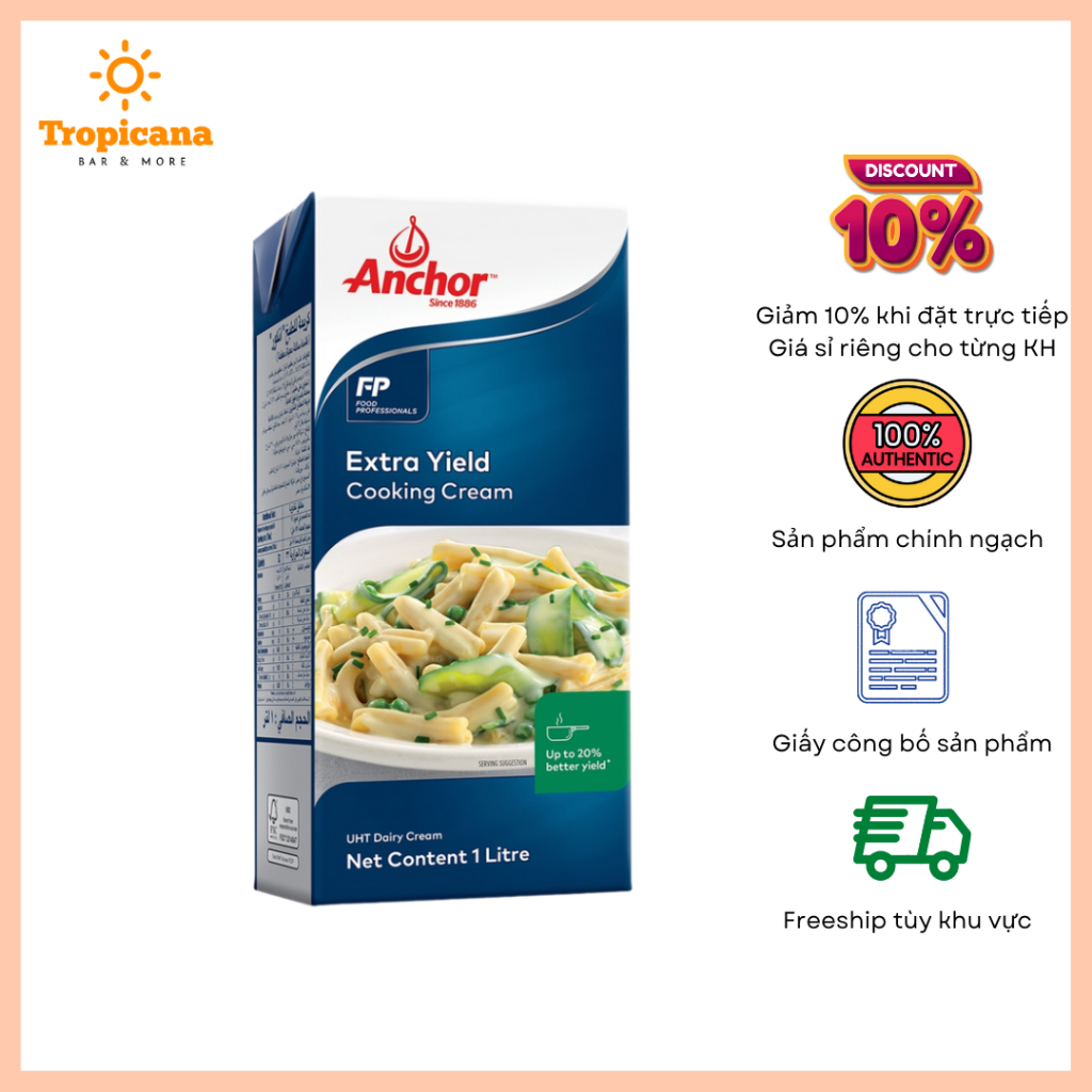 Kem nấu sữa tươi tiệt trùng Cooking Cream Anchor - Hộp 1L | Shopee Việt Nam