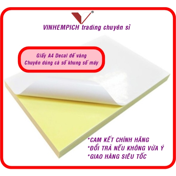 Giấy Decal A4 đế vàng ( xấp 100 tờ ) dùng cà số khung số máy | Shopee ...