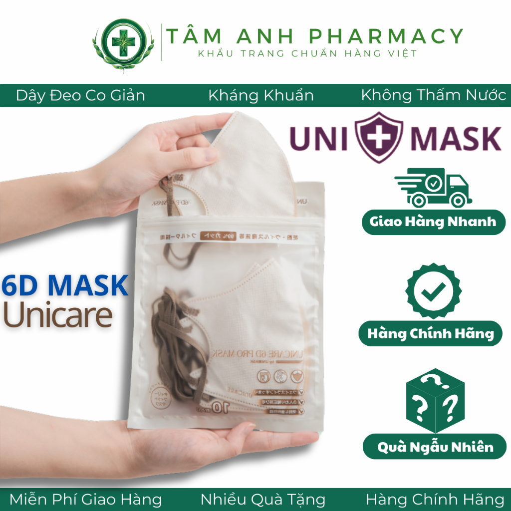 [Combo 50 Cái] Khẩu trang 6D Unicare chống bụi, UNICARE khẩu trang cao cấp chính hãng pro mask ...
