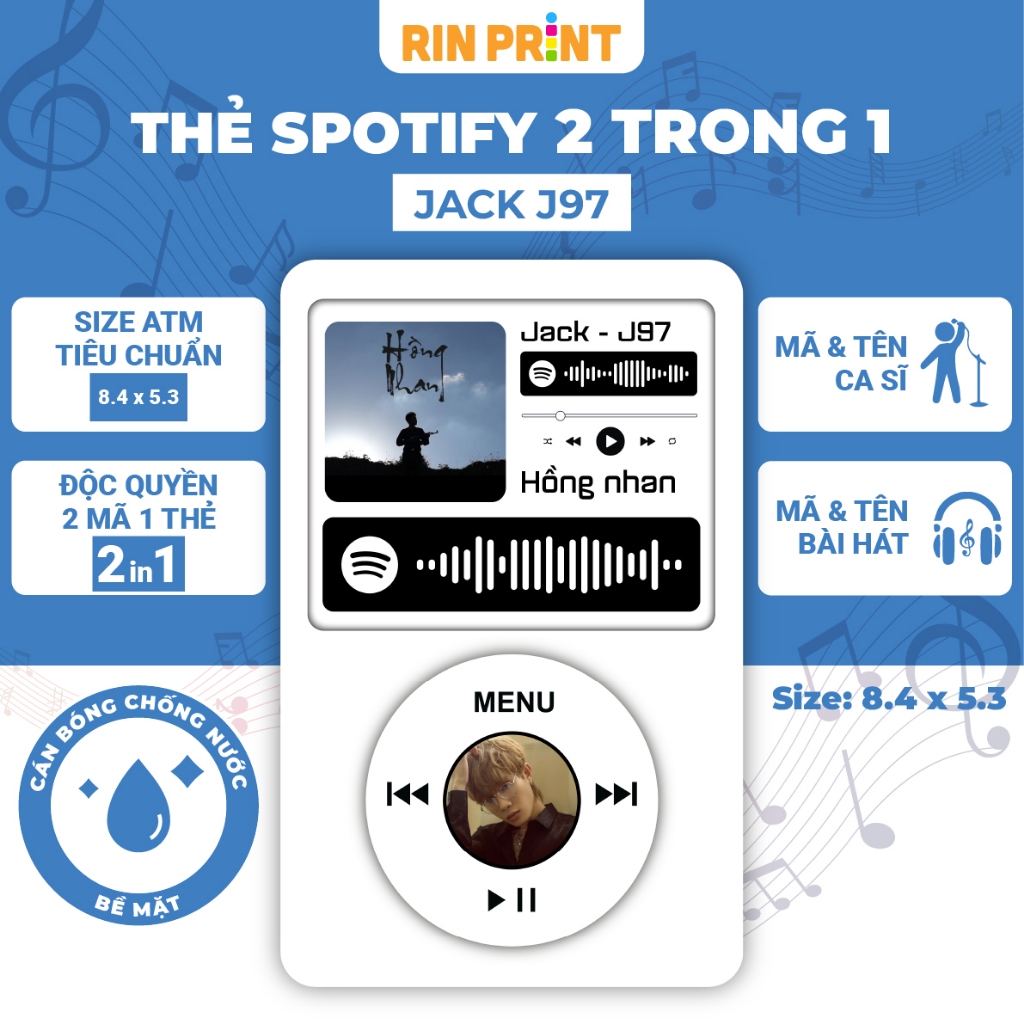 [2 mã 1 thẻ] Thẻ Spotify Jack-J97 Bo Góc Cứng Cáp Kèm Bọc Thẻ, Decor ...