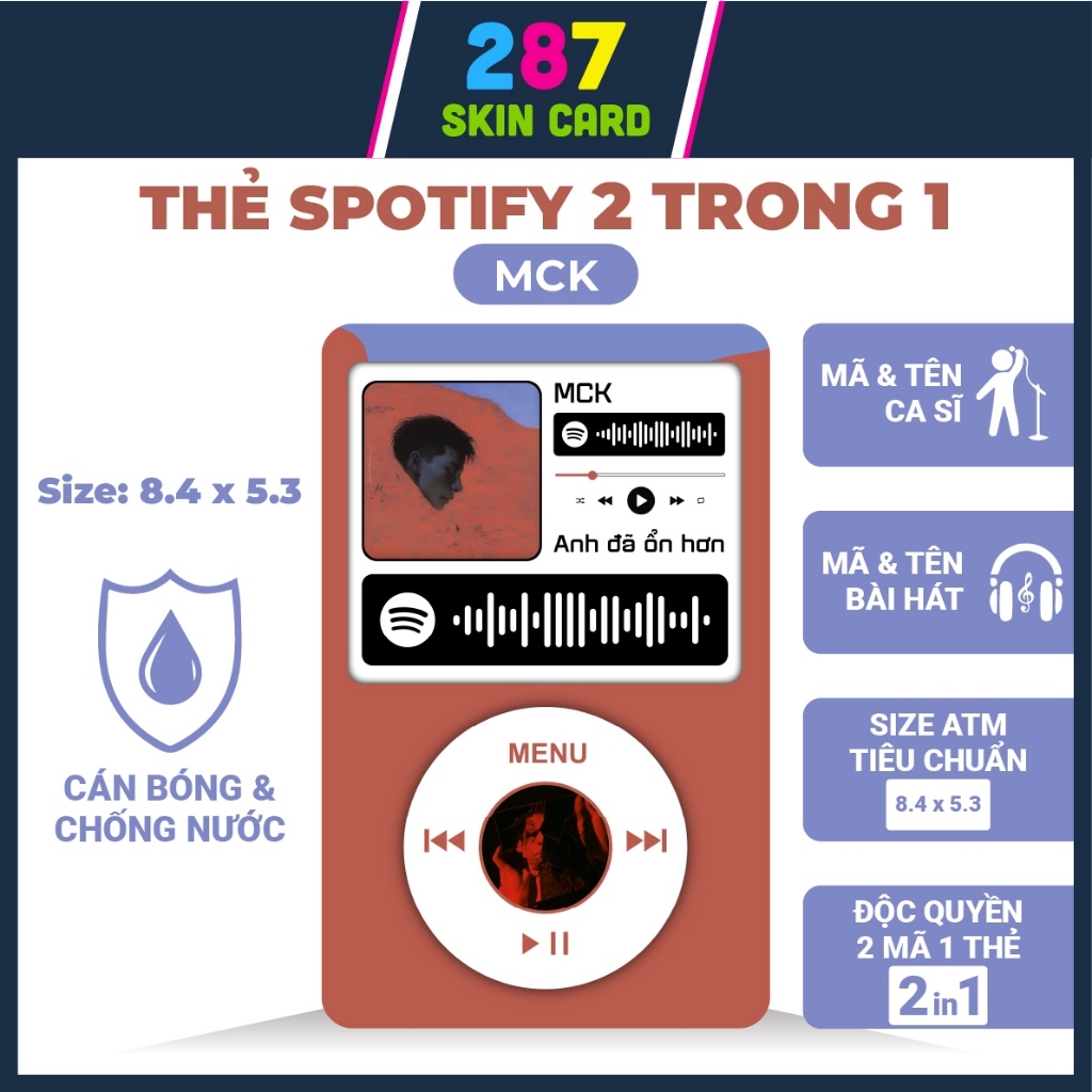 [Tặng bọc] Spotify Card Bo Góc 2 trong 1 Rapper MCK Cán Nhựa 2 mặt Làm ...