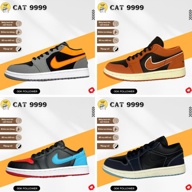 Giày JCAT1 Cổ Thấp Full 4 Màu Bản Cao Cấp - CAT 9999 STORE | Shopee Việt Nam