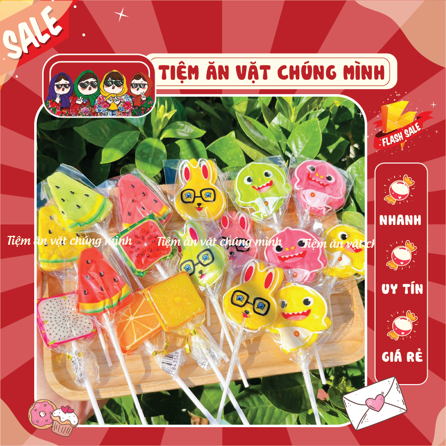 Kẹo Mút Trái Cây Mix Vị Que Lớn, Kẹo Mút Hoa Quả Dâu Tây / Việt Quất ...