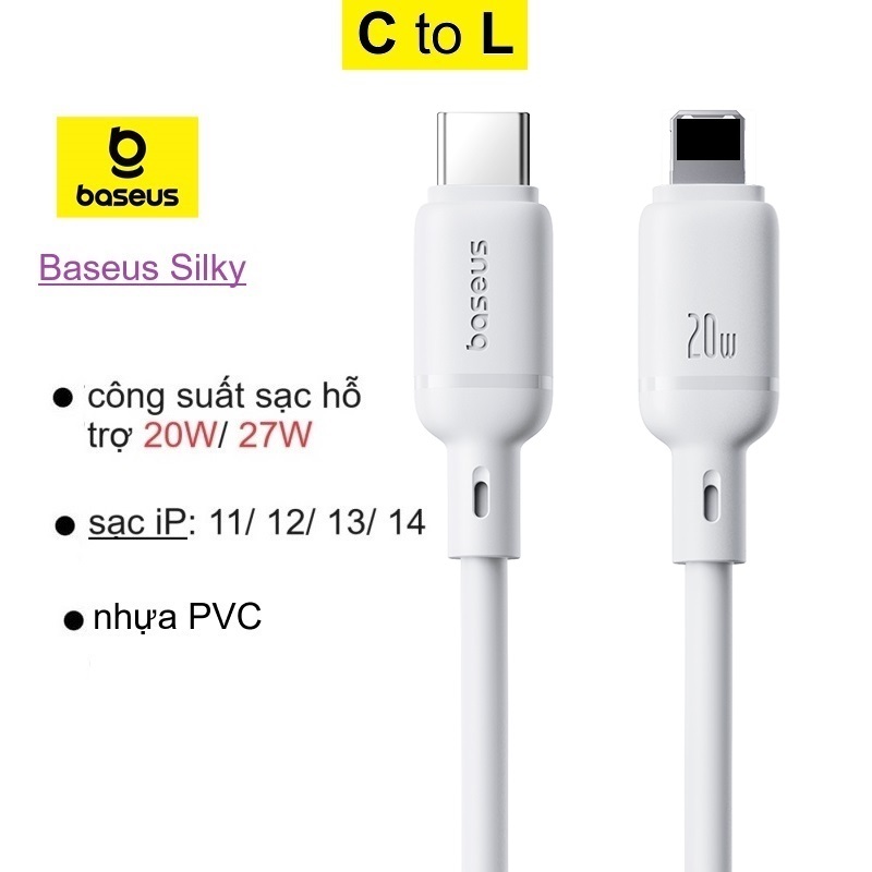 Dây cáp sạc nhanh 20W/ 27W (C to L) Baseus Silky Series Fast Charging | Shopee Việt Nam
