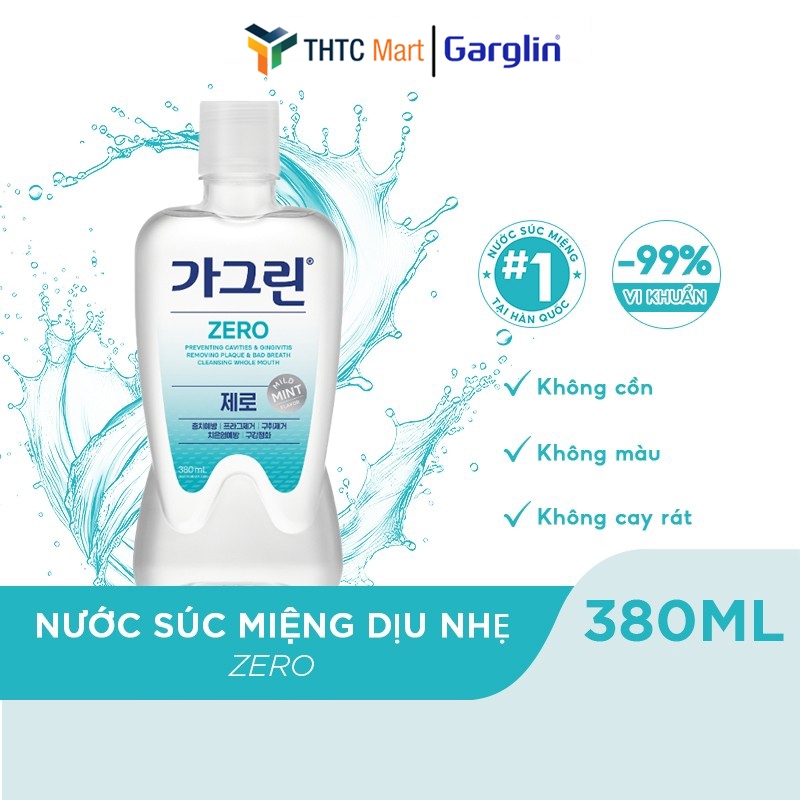 Nước súc miệng ngăn ngừa mảng bám Garglin Zero không cồn chai 380ml | Shopee Việt Nam