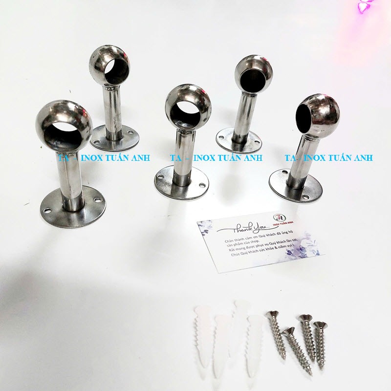 Bát inox bass bắt tường treo màn rèm cửa, chân đỡ ống, chụp inox gắn ...