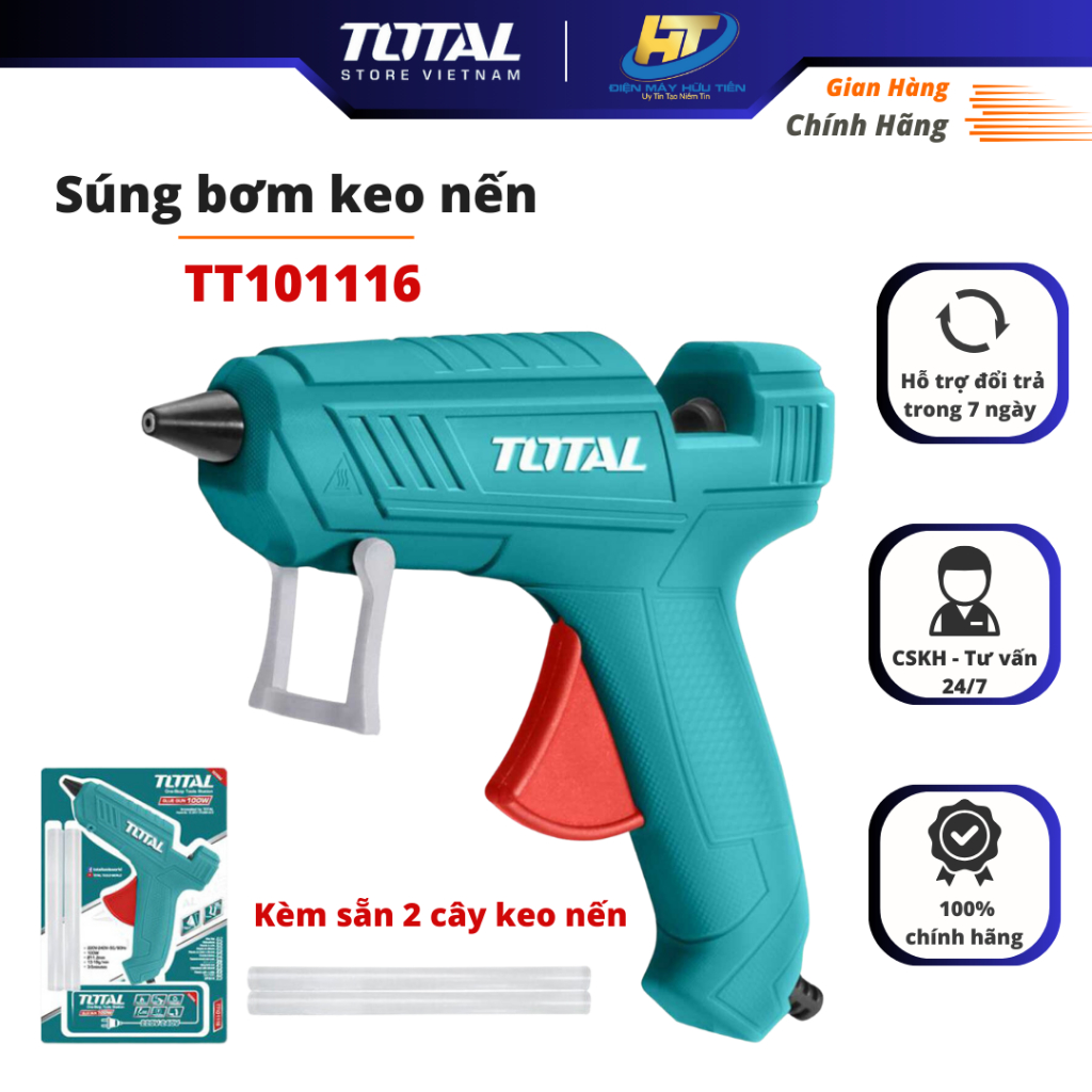 Súng bơm keo nến TOTAL TT101116, súng bắn keo nhựa điện thế 220-240V ...