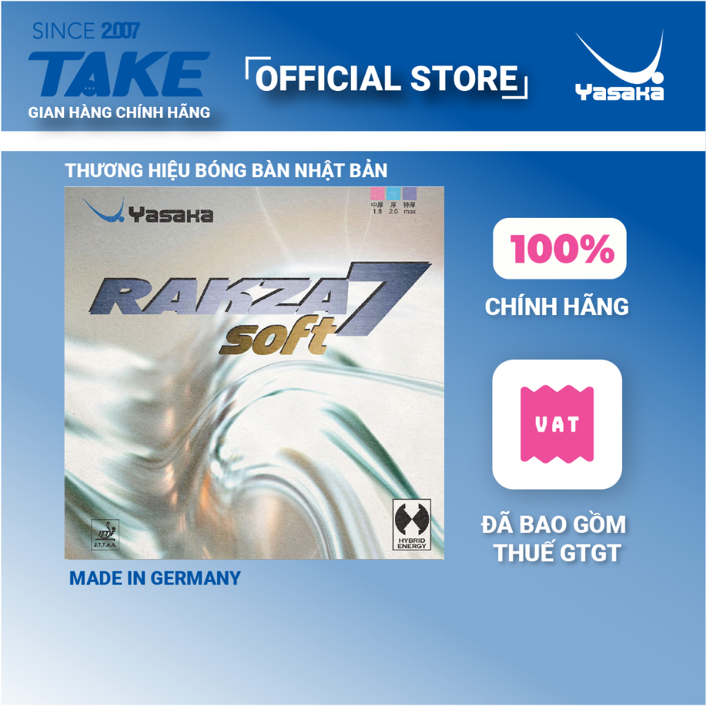 Mặt Vợt Bóng Bàn Yasaka RAKZA 7 Soft Chính hãng MADE IN GERMANY | Shopee Việt Nam