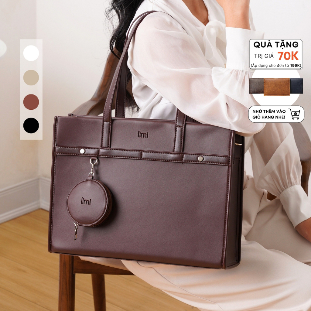 Túi Tote Da Nữ Đựng Laptop 15 inch Công Sở bản to Chữ Nhật đi làm đi ...