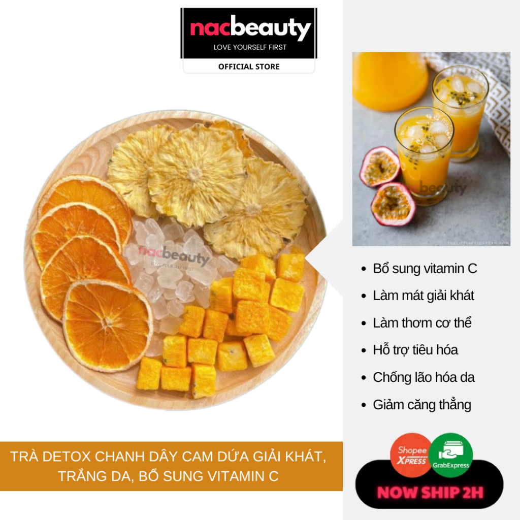 (Gói lẻ) Trà detox chanh dây cam dứa giải khát, trắng da, bổ sung ...