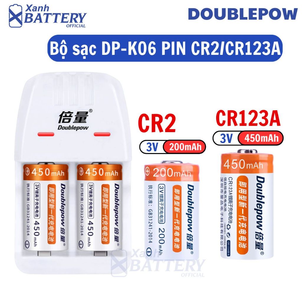 Combo bộ sạc Pin CR2 và CR123A DP-K06 Doublepow chính hãng sạc pin cr2 và cr123a cho máy ảnh ...