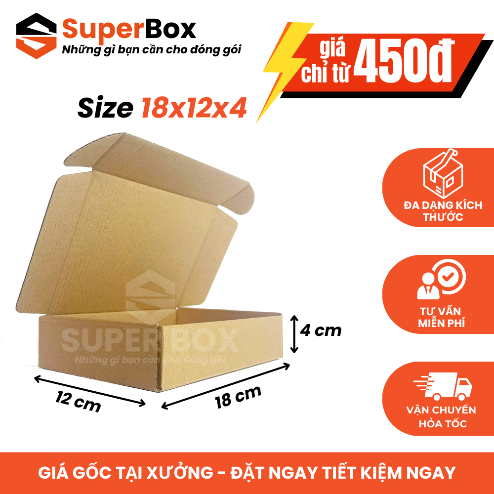 18x12x4 hộp carton đóng hàng nắp gài Super Box hộp giấy đóng gói hàng ...