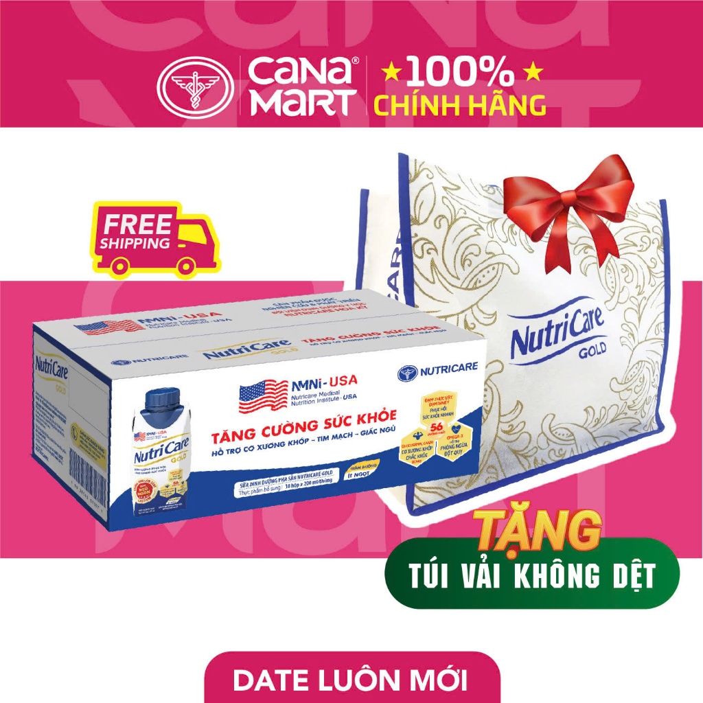 Thùng sữa bột pha sẵn Nutricare Gold cho người lớn tuổi (200ml x 18 hộp) | Shopee Việt Nam