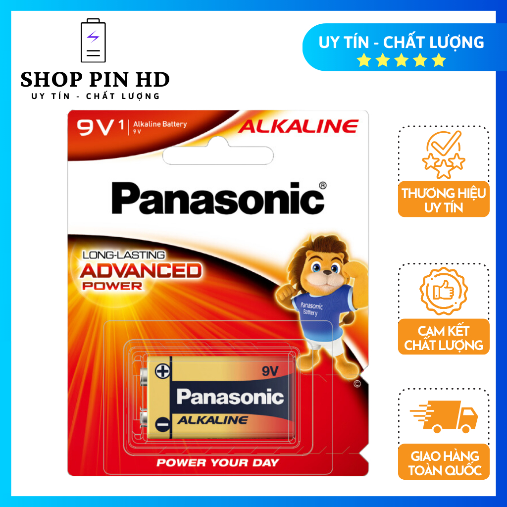 Pin Vuông 9V Panasonic Alkaline 6LR61T/1B Vỉ 1 Viên | Shopee Việt Nam