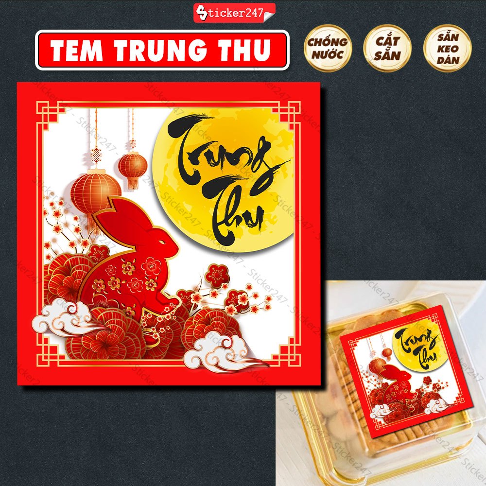Tem Trung Thu Hình Vuông 🌈𝑭𝒓𝒆𝒆𝒔𝒉𝒊𝒑 Decal Dán Tem Bánh Trung Thu ...