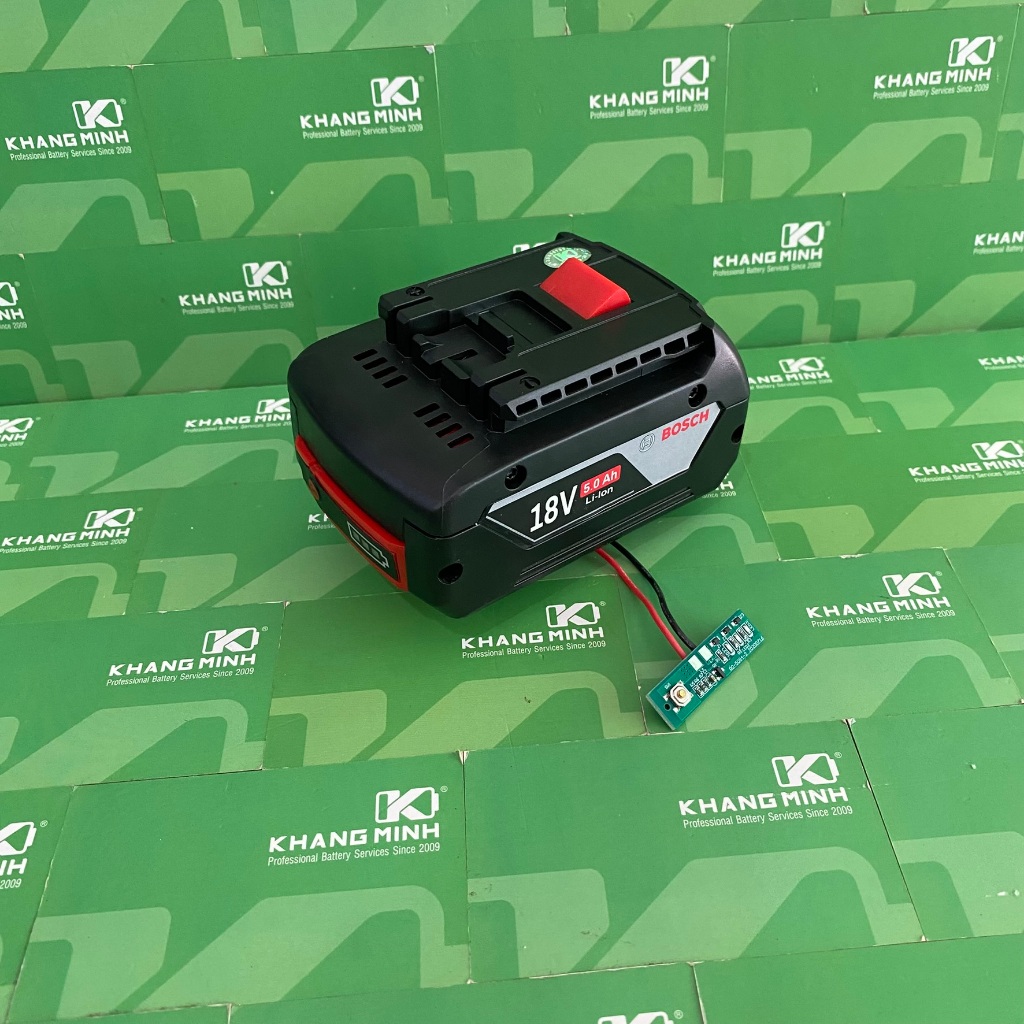 Vỏ pin Bosch 18V 5S - 2P có led vỏ 2 hàng lắp được 10 cell pin 18650 ...