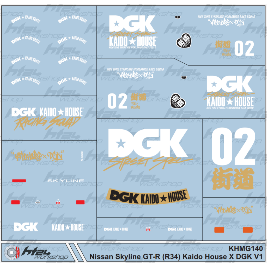 HT24workshop - Decal nước Nissan Skyline GT-R (R34) Kaido House X DGK ...