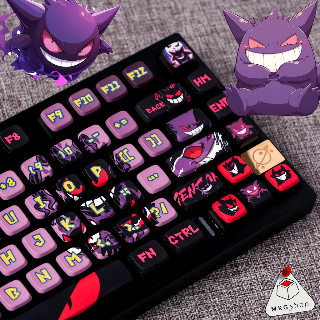 Keycap Gengar Pokemon | PBT dyesub | OEM profile | 122 nút bàn phím cơ ...