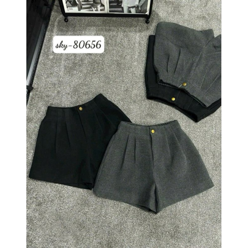 Quần sooc dạ đen ghi QC 80656 | Shopee Việt Nam