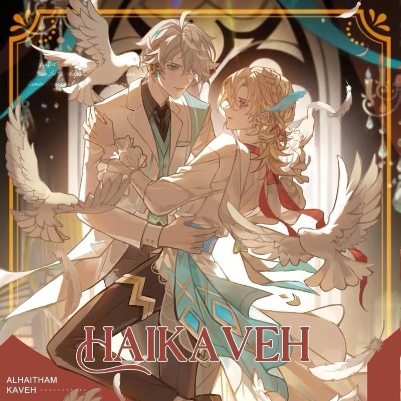 (Hàng artist Trung sẵn) Card bo góc pola Genshin Impact couple HaiKaveh ...