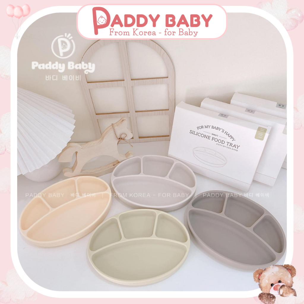 Khay ăn dặm đế hít Silicone Modui Bluemama nội địa Hàn cho bé - Made in ...
