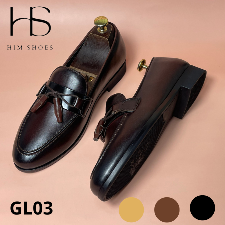 Giày Lười Nam Cao Cấp - Da Bò Đế mềm êm ái - Họa tiết Chuông - BH 12 tháng GL03 | Shopee Việt Nam